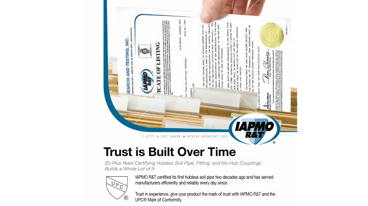 IAPMO R&T Freezes Prices for 2012 | IAPMO